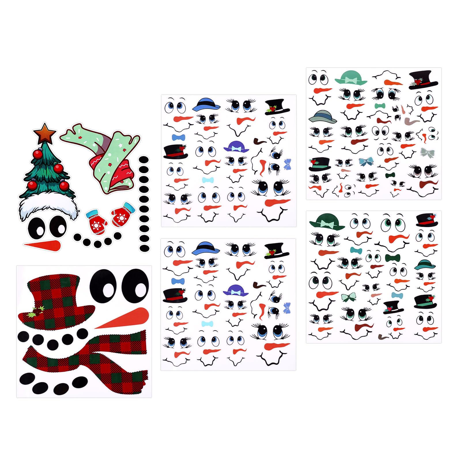 57pcs/6 Sheets Snowman Face Stickers for Christmas Ornaments, Make a ...