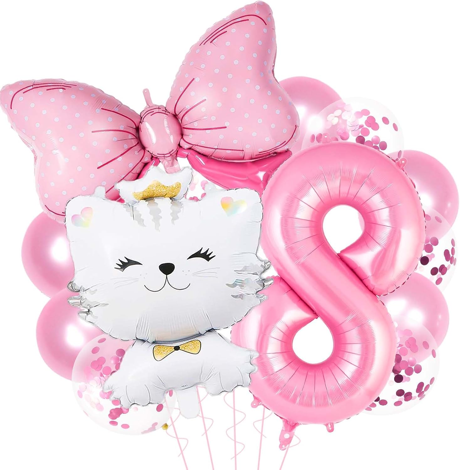 Amazon.com: Cat Number 8 Balloon, Sweet 8th Birthday Decorations for ...