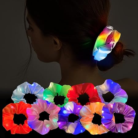 Amazon.com : 8 Pcs LED Scrunchies for Women - Led Glow Hair Bands ...