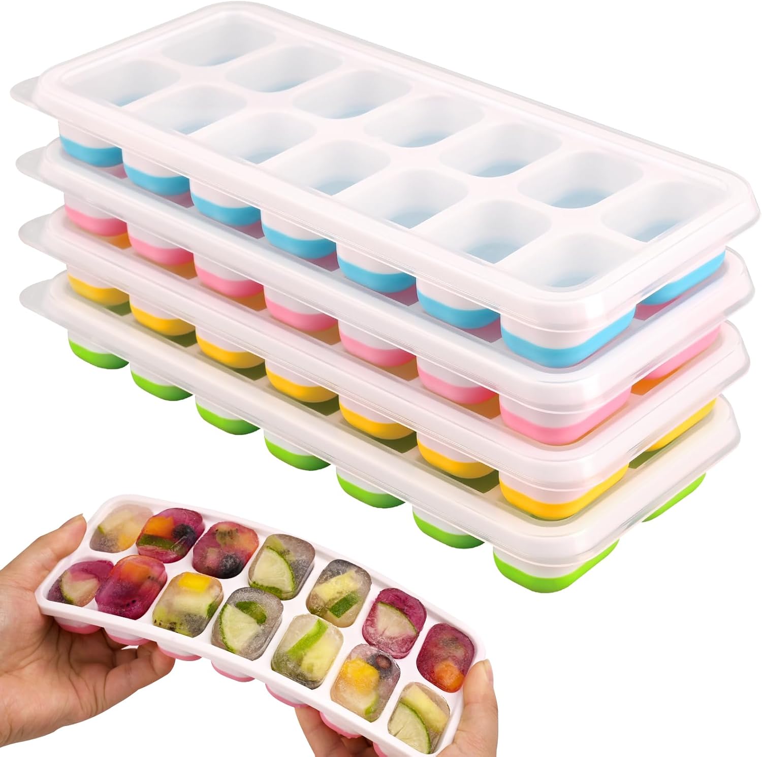 Amazon.com: WMKGG 4 Pack Ice Cube Trays, 14-cube Silicone Ice Cube ...