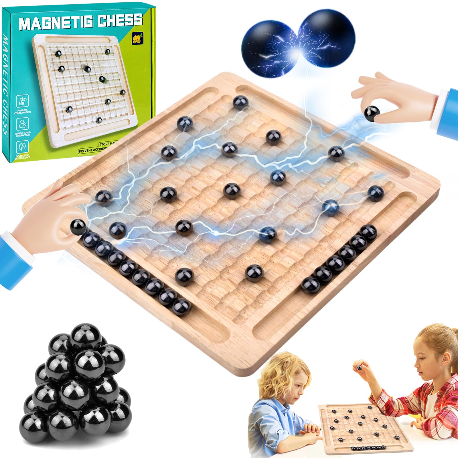 Upgraded Magnetic Chess Game, Magnet Game, Portable Magnetic Stones ...