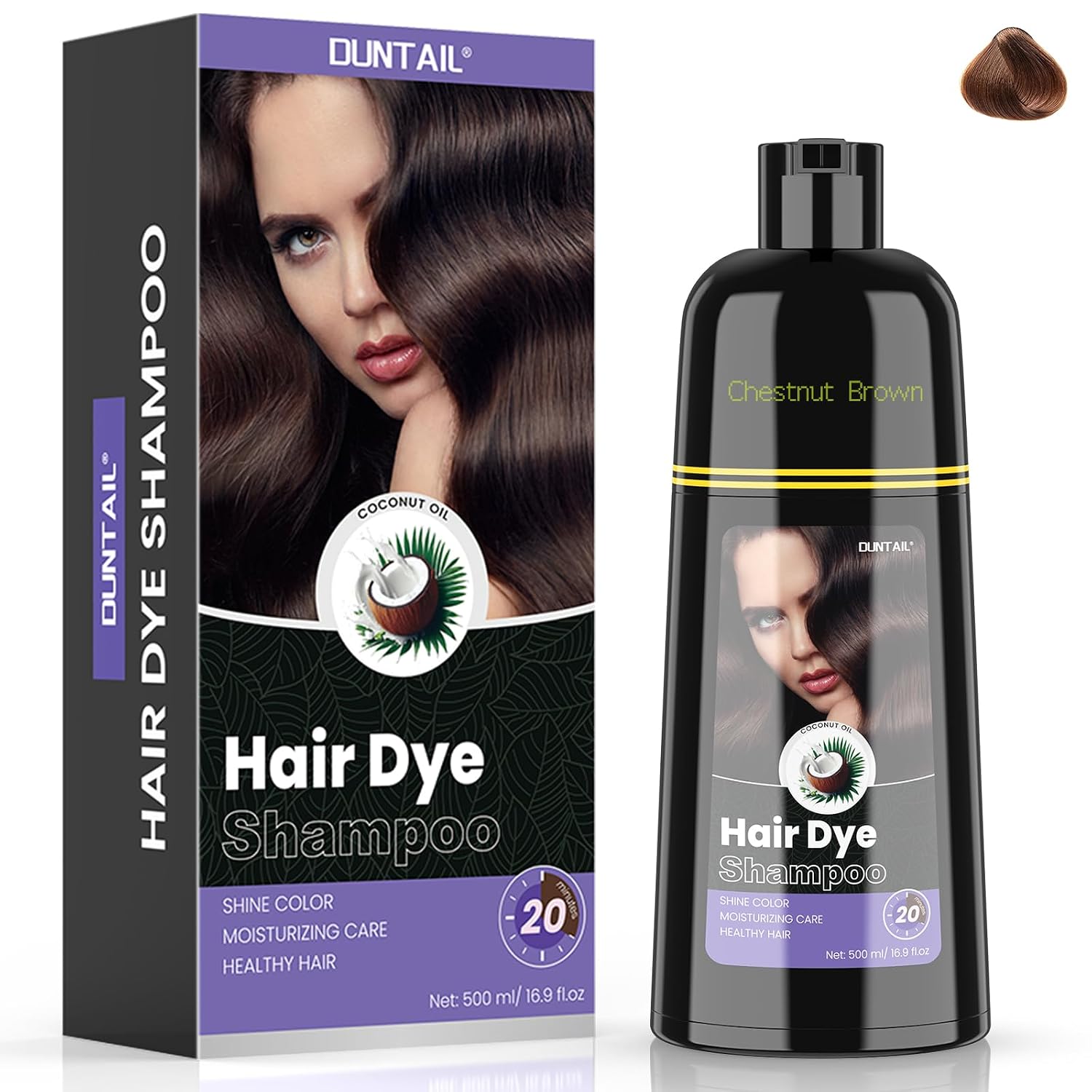 Amazon.com : BOJICA Chestnut Brown Hair Dye Shampoo 3 in 1 for Women ...