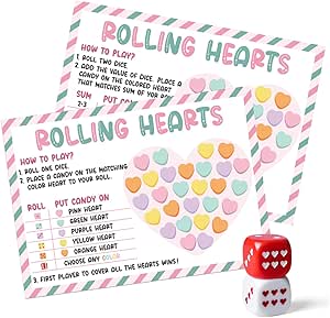 Amazon.com: BEUFSE 4" X 6"Rolling Hearts Dice Game, Candy Dice Game ...