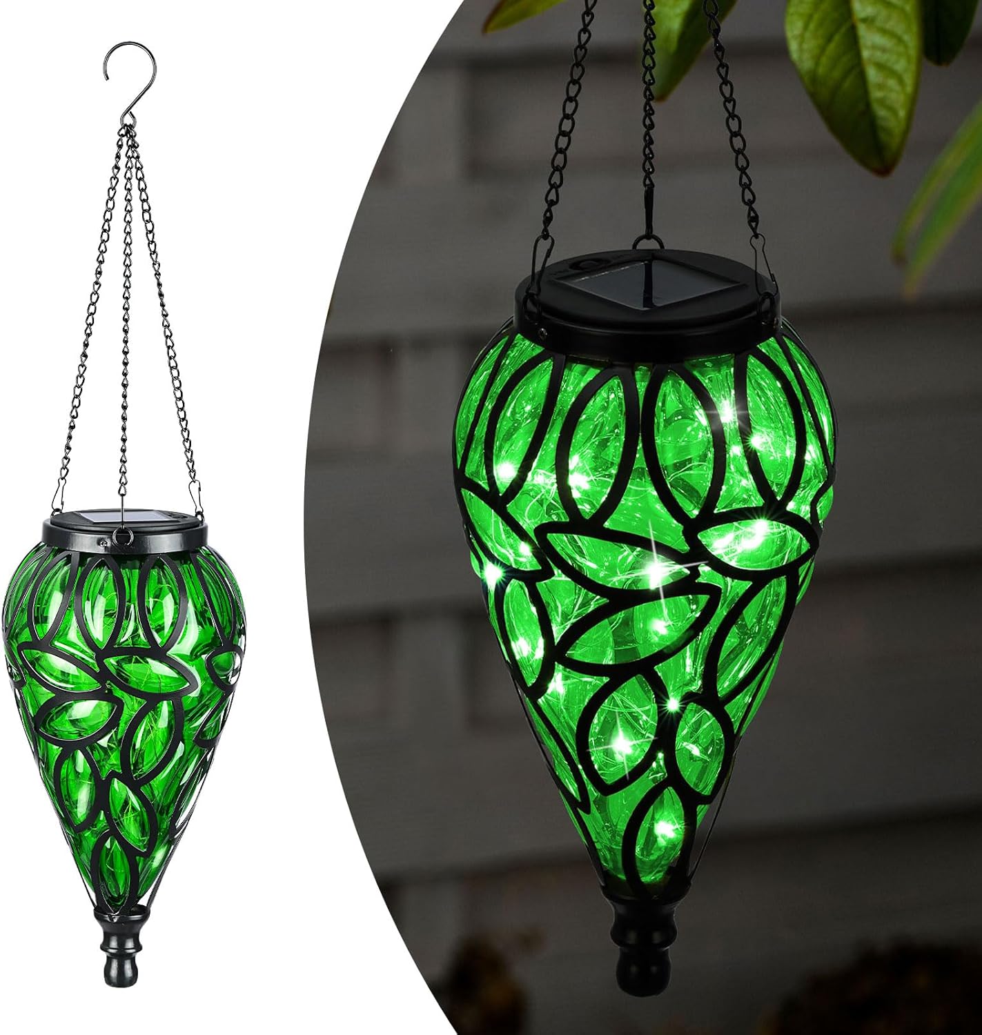 Amazon.com: Solar Hanging Lantern Outdoor Lights, Tear-Shaped 15 LEDs ...