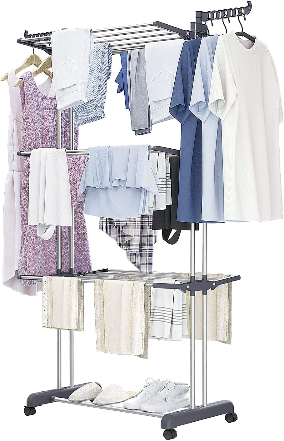 Trintion 4-Tier Clothes Drying Rack, Clothes Airer Indoor Folding 18M ...