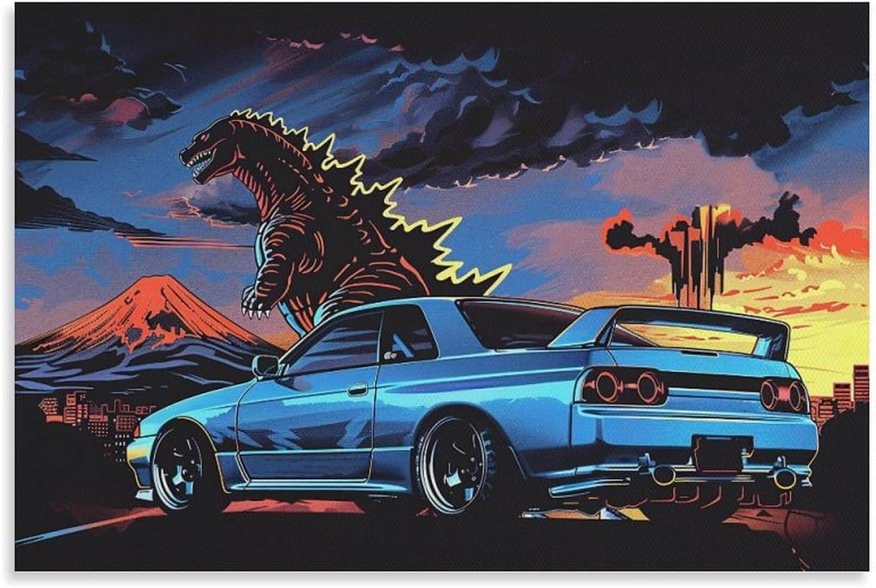 Amazon.com: Japanese Monster Anime Jdm Car R32 Car Posters for Bedroom ...