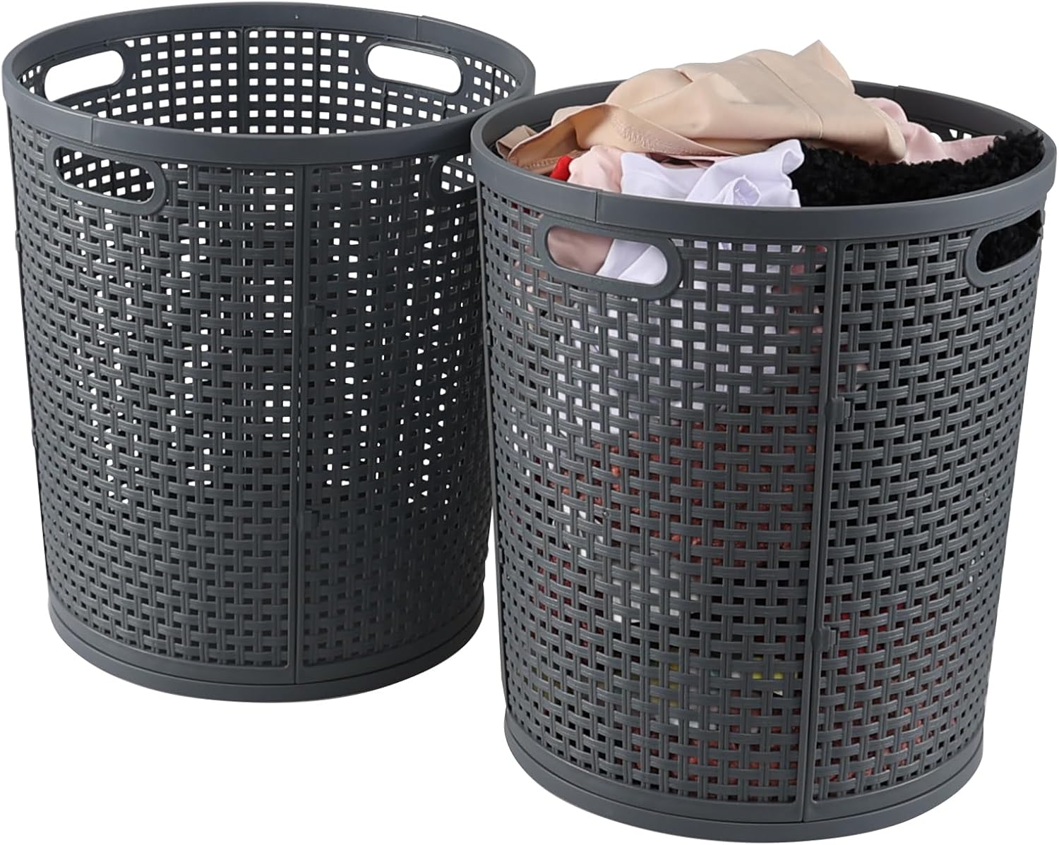 Amazon.com: Wakikini 2 Packs 40 L Round Plastic Laundry Baskets, Large ...