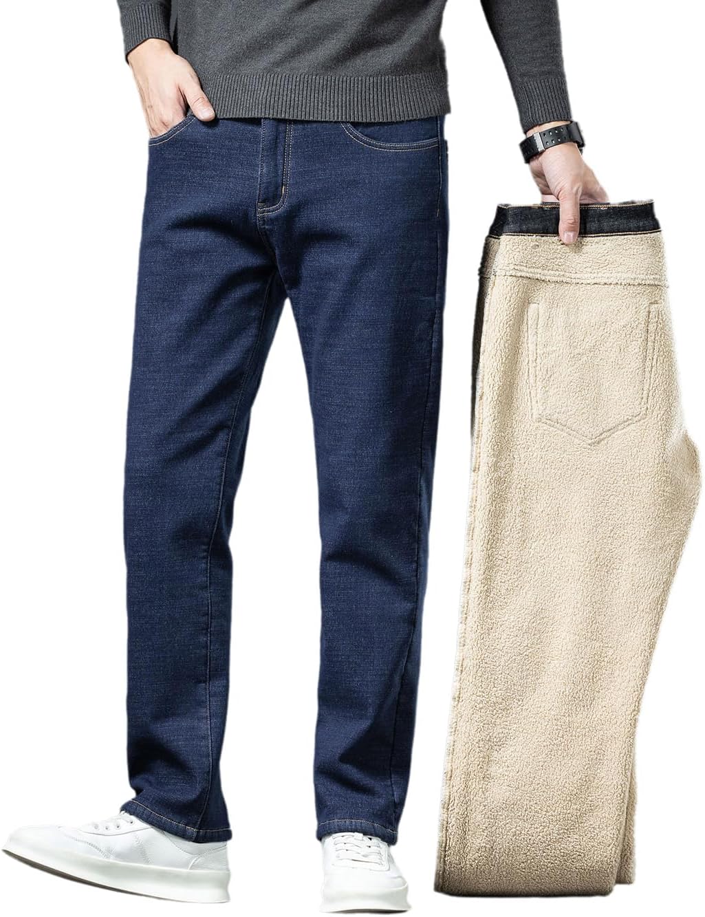 Amazon.com: Kolongvangie Snow Jeans Pants - Warm Comfort Casual Work ...