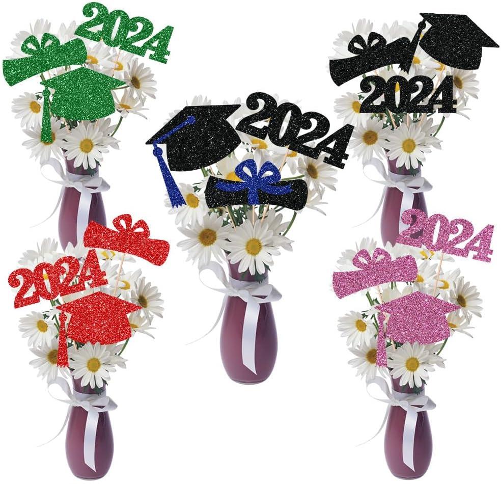 Amazon.com: GeRRiT 2024 Graduation Decorations 15 PCS Glitter ...