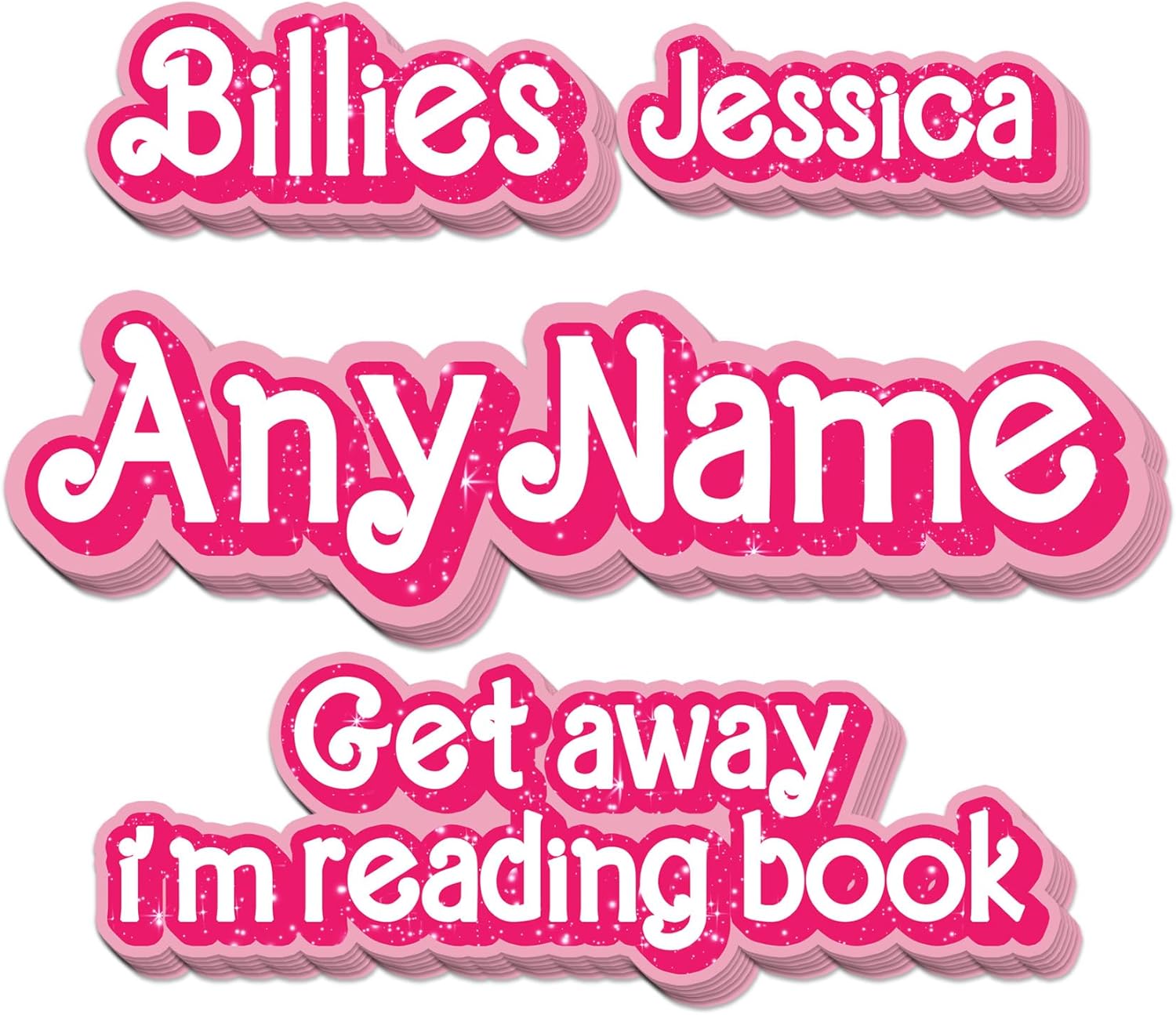 Amazon.com: Custom Name Glitter Hot Pink Princess Sticker Personalized ...