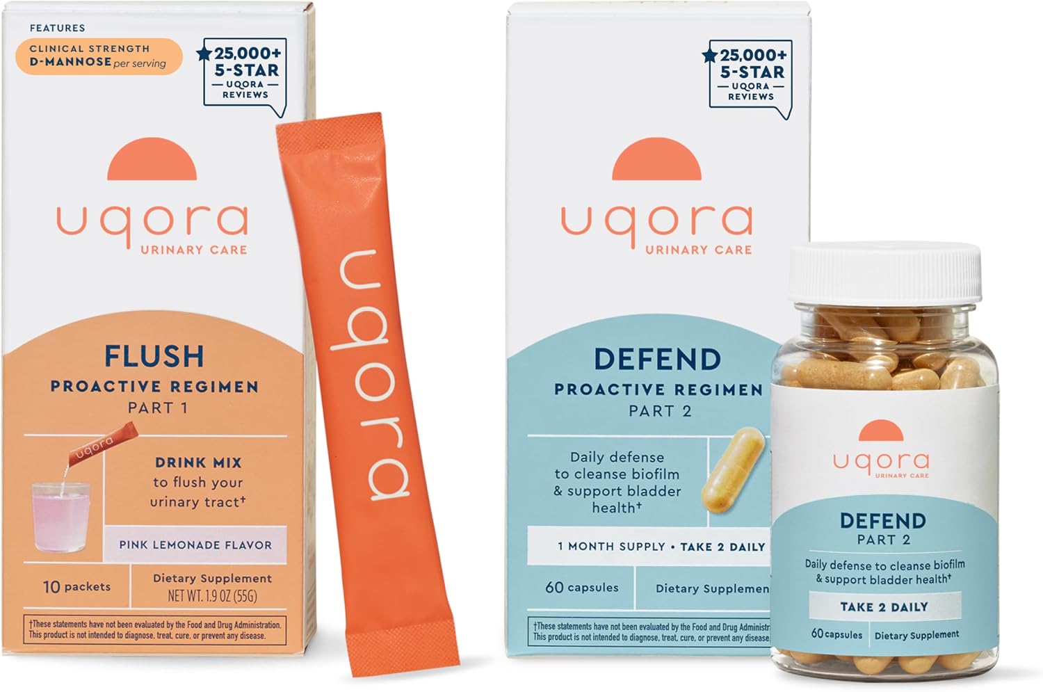 Amazon.com: Uqora Flush (Pink Lemonade, 10 Packets) & Defend (60 ...