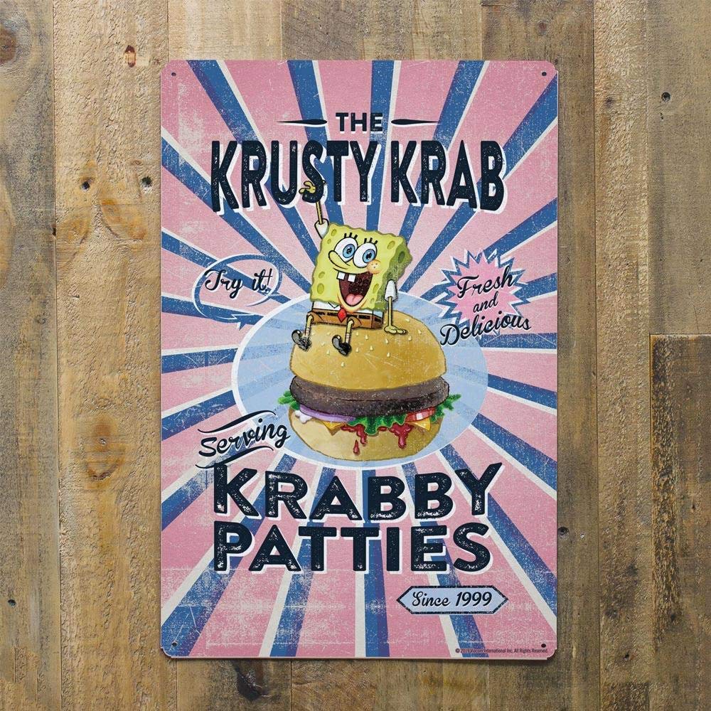 Amazon.com : The Krusty Krab Krabby Patties Metal Sign - 12" x 18 ...