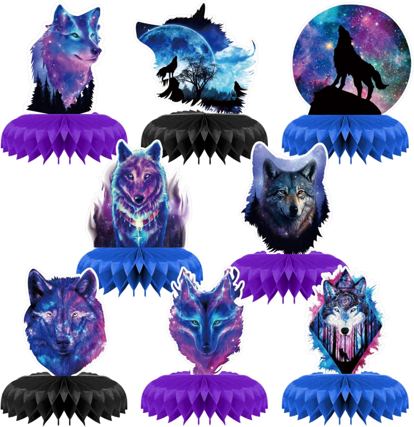 Amazon.com: 8 Pcs Galaxy Wolf Birthday Party Decoration, Starry Sky ...