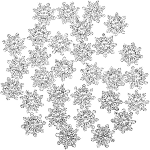 Amazon.com: Christmas Snowflake Buttons Pearl Rhinestone Buttons Flat ...