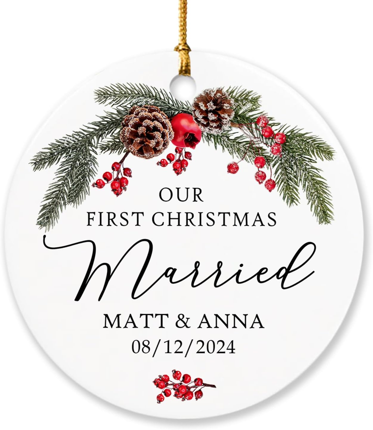 Amazon.com: Our First Christmas Married Ornament 2024, Personalized Just Married 1st Year ...