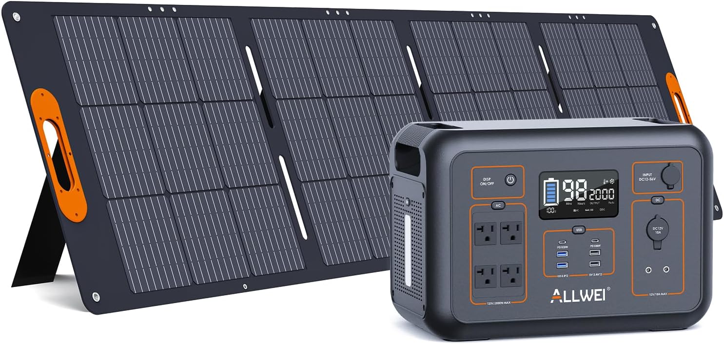 ALLWEI Generador solar de 2000 W con 1 panel solar de 200 W estación de ...
