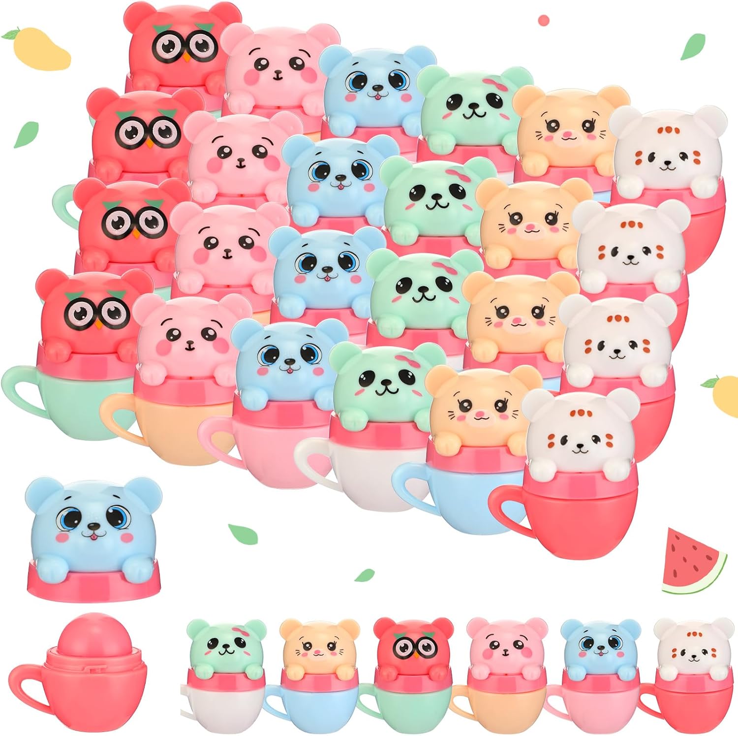 Amazon.com : Dansib 24 Pcs Animal Party Favors Mini Lip Balm Relief ...