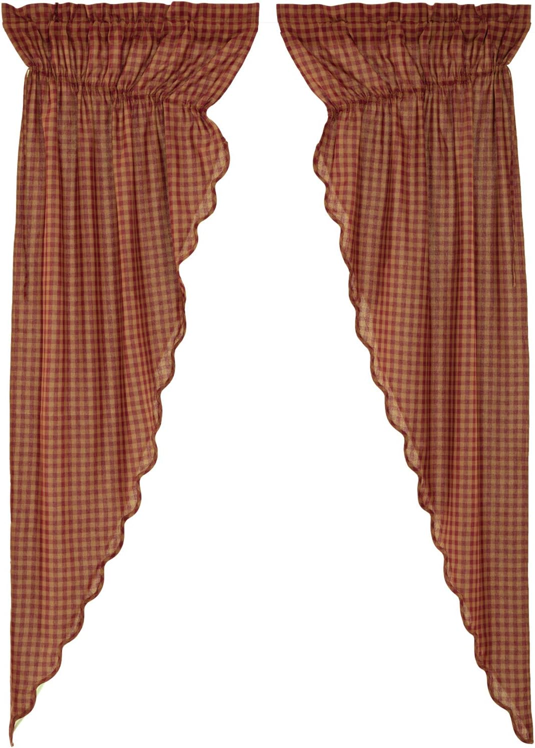 Amazon.com: VHC Brands Check Cotton Primitive Curtains Rod Pocket ...