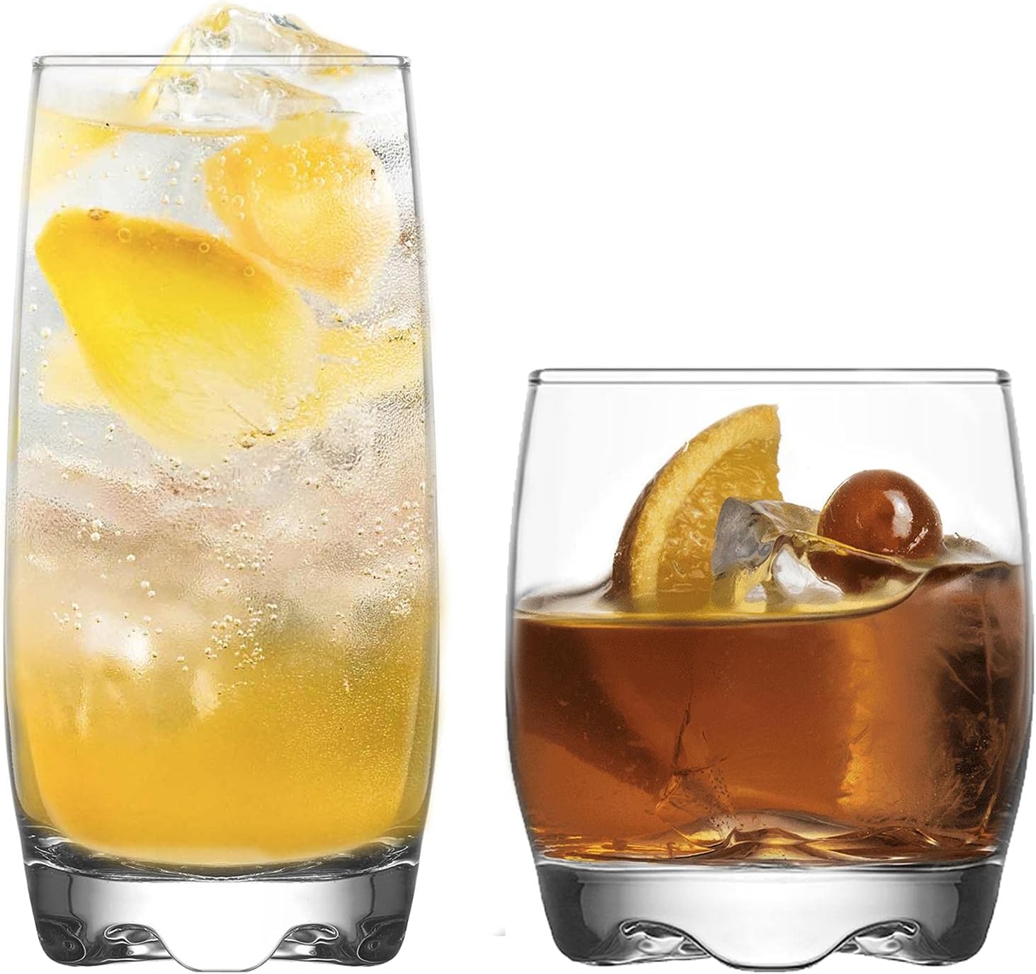 LAV 12pc Clear Elegan Glassware Set - Mixed Glass Highball Cocktail Gin ...