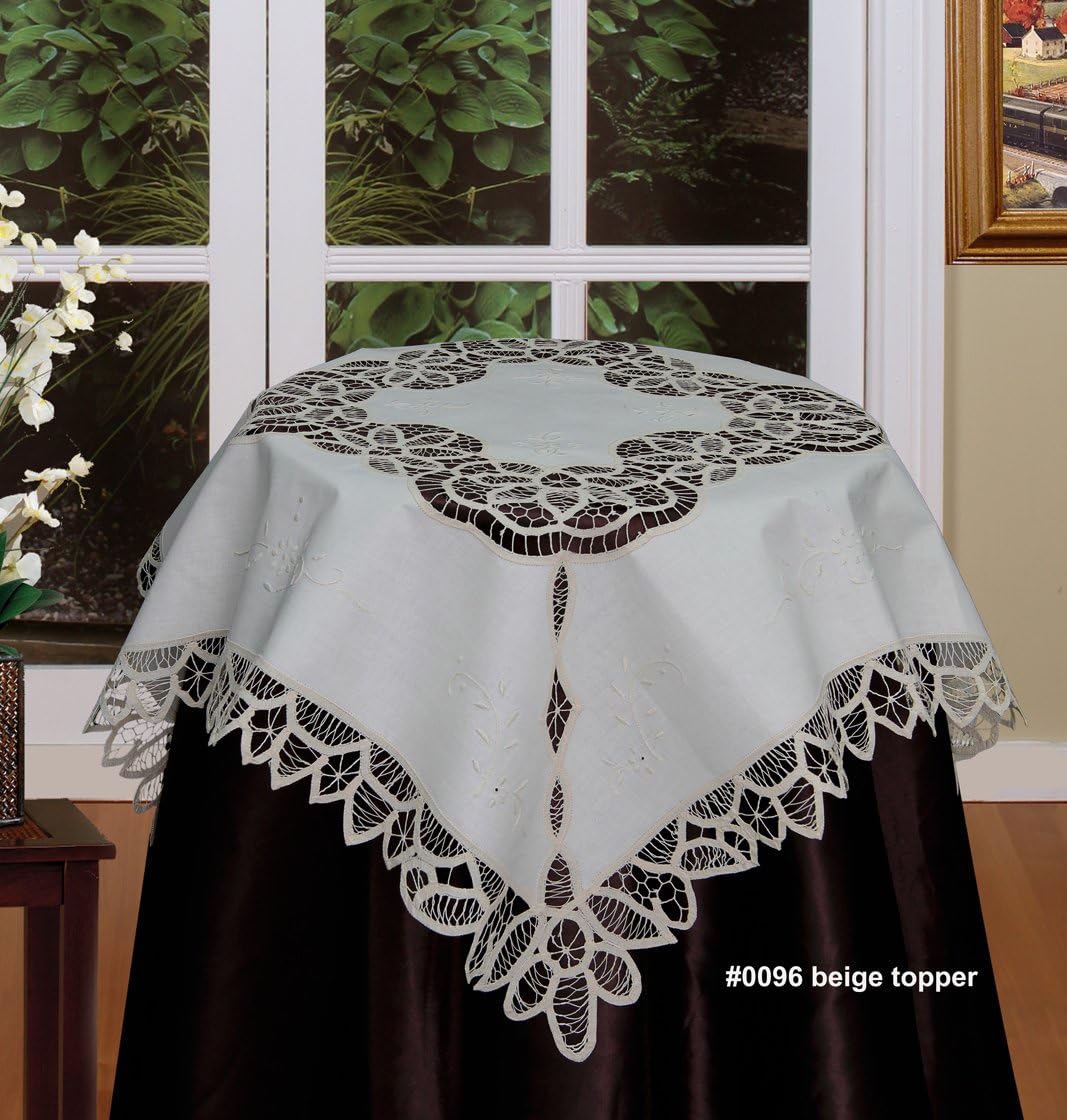 Amazon.com: Creative Linens Embroidered Floral Tablecloth 33" Square ...