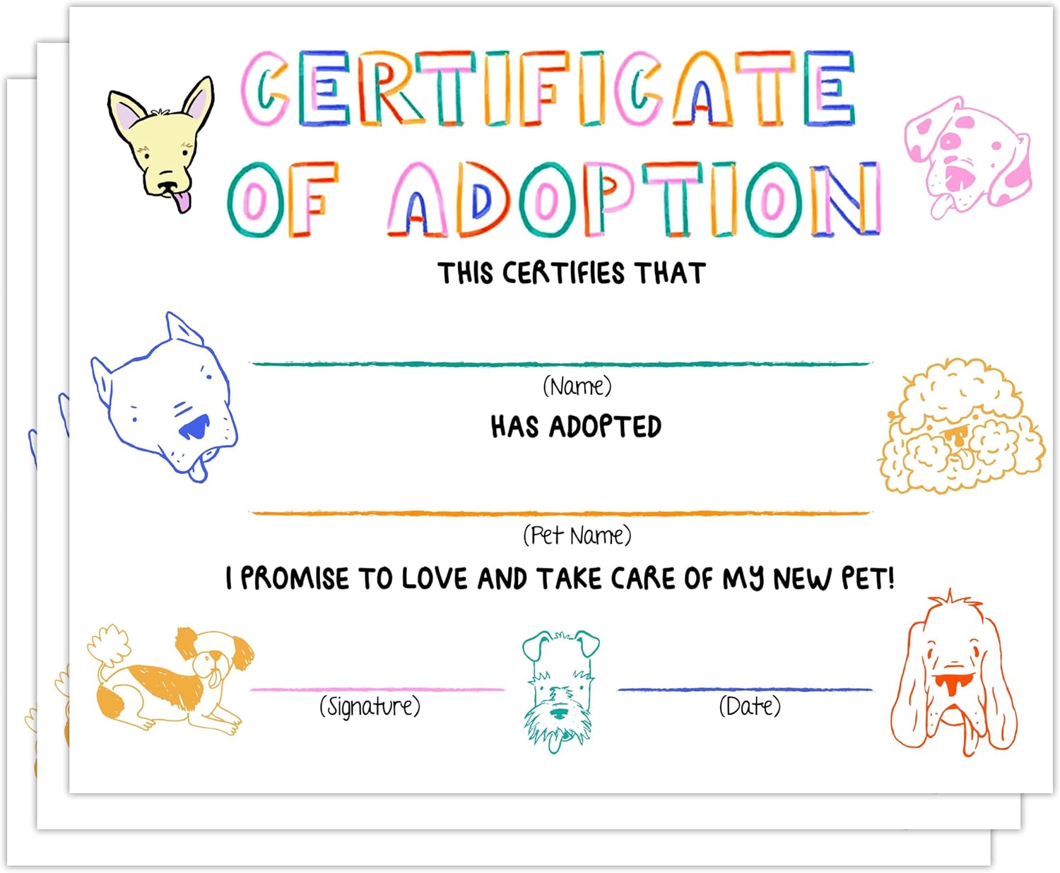 Amazon.com : Dog Adoption Certificate, Cute Birthday Party Gifts for ...