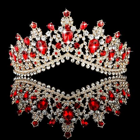 Amazon.com: TOBATOBA Red Crown Queen Crowns for Women Crystal Wedding ...