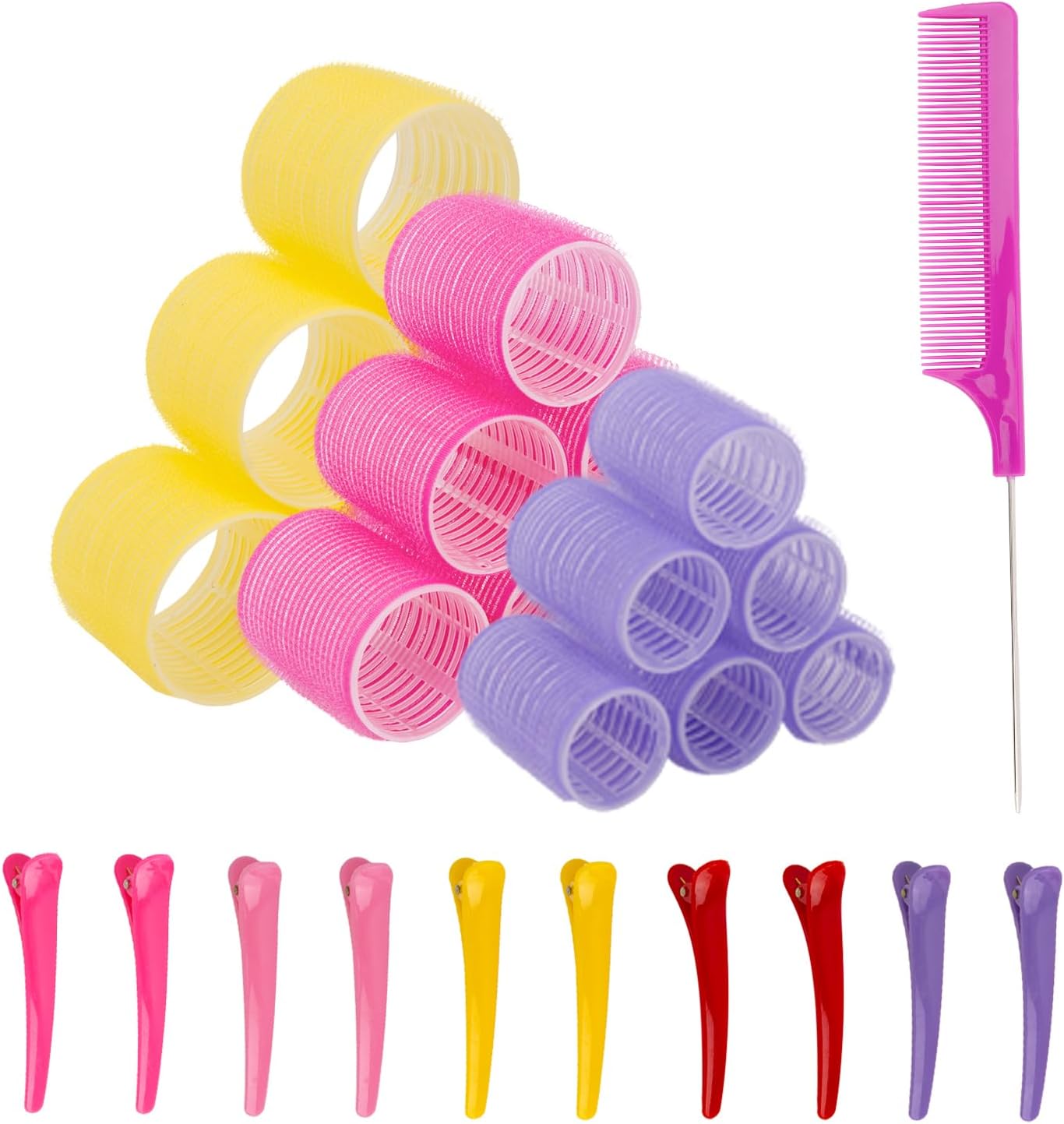 Amazon.com : FlyTofer 29 PCs Hair Rollers With Clips-18 Durable Self ...