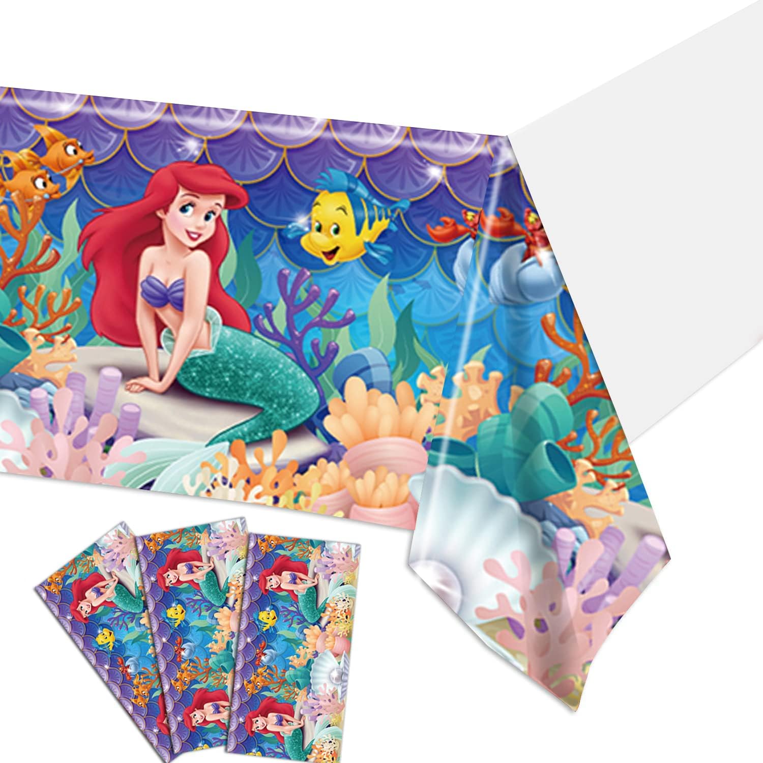 Buy Little Mermaid Ariel Birthday Party Tablecloths - 3 Pieces Cartoon ...