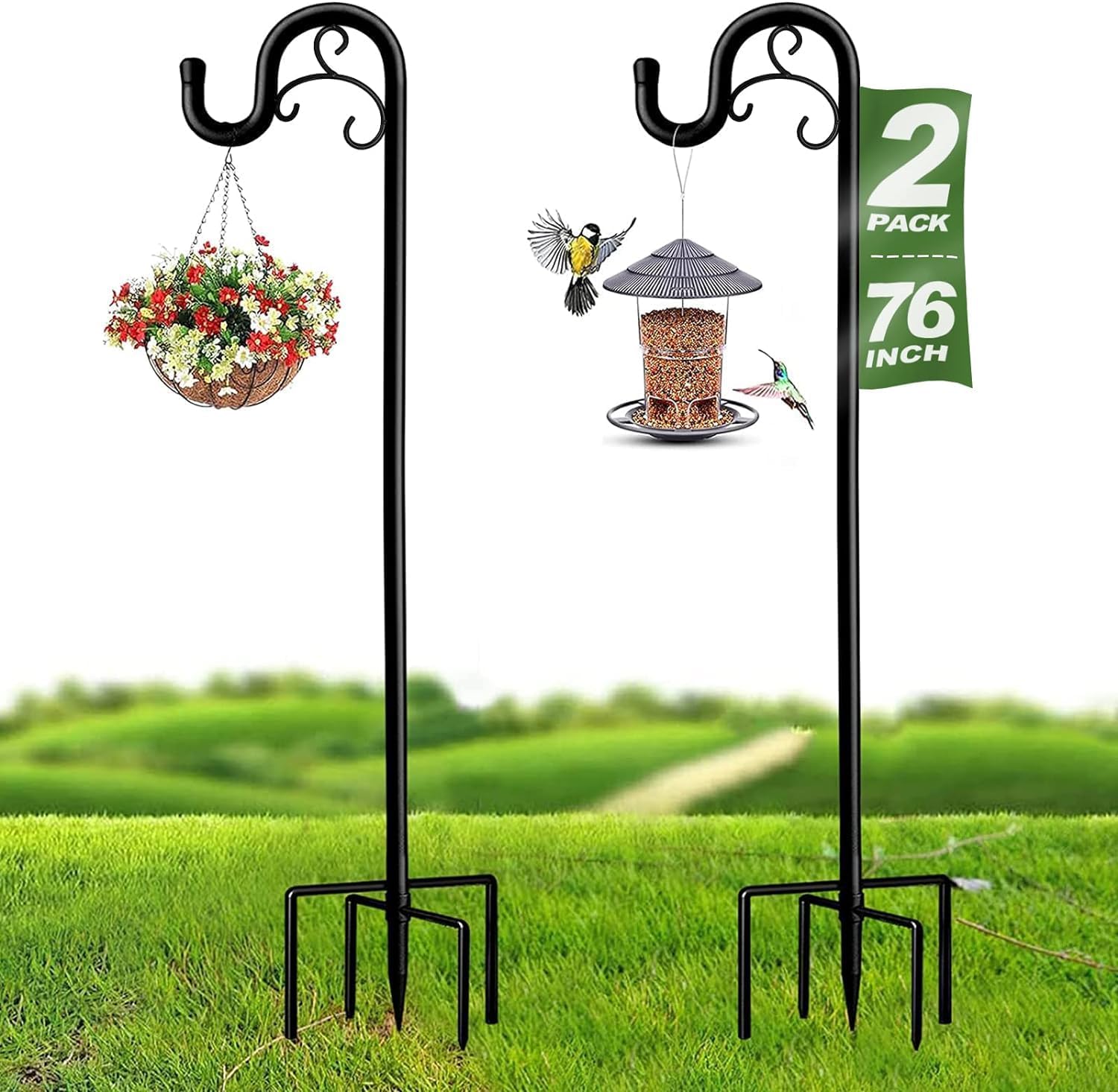 Amazon.com: MELOHO Shepards Hooks for Outdoor, Adjustable Shepherds Hook for Bird Feeders for ...