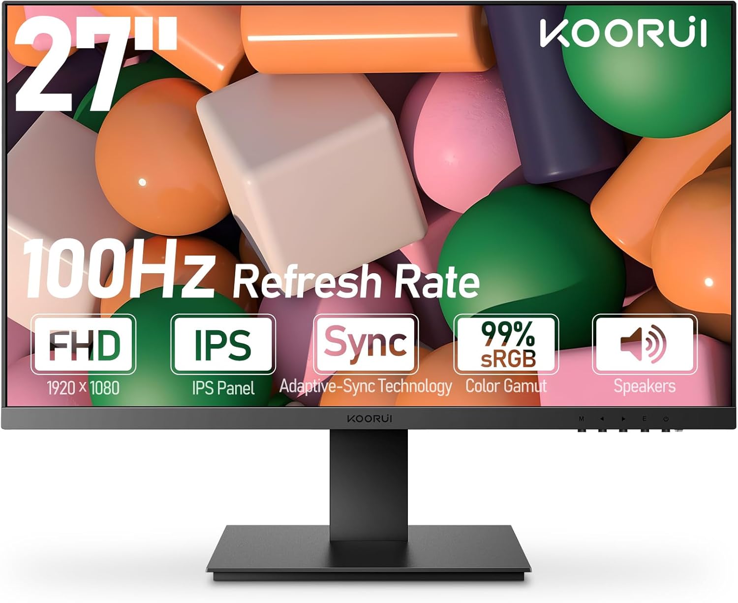 KOORUI 27 Inch FHD Monitor, 100Hz Computer Monitors Full HD(1920 x 1080 ...