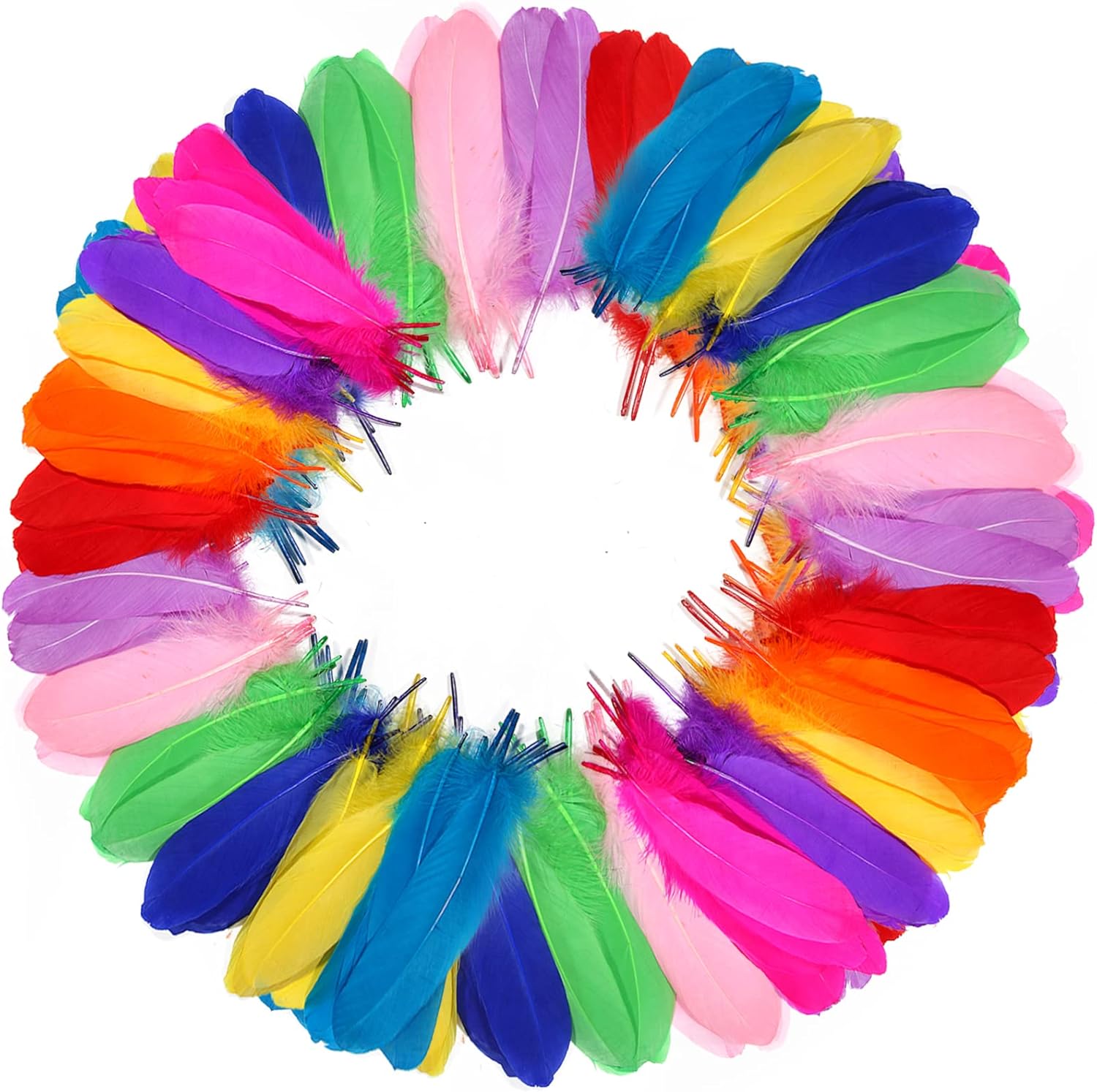Amazon.com: FeelfunFeather 120pcs Colorful Goose Feathers Natural Bulk ...