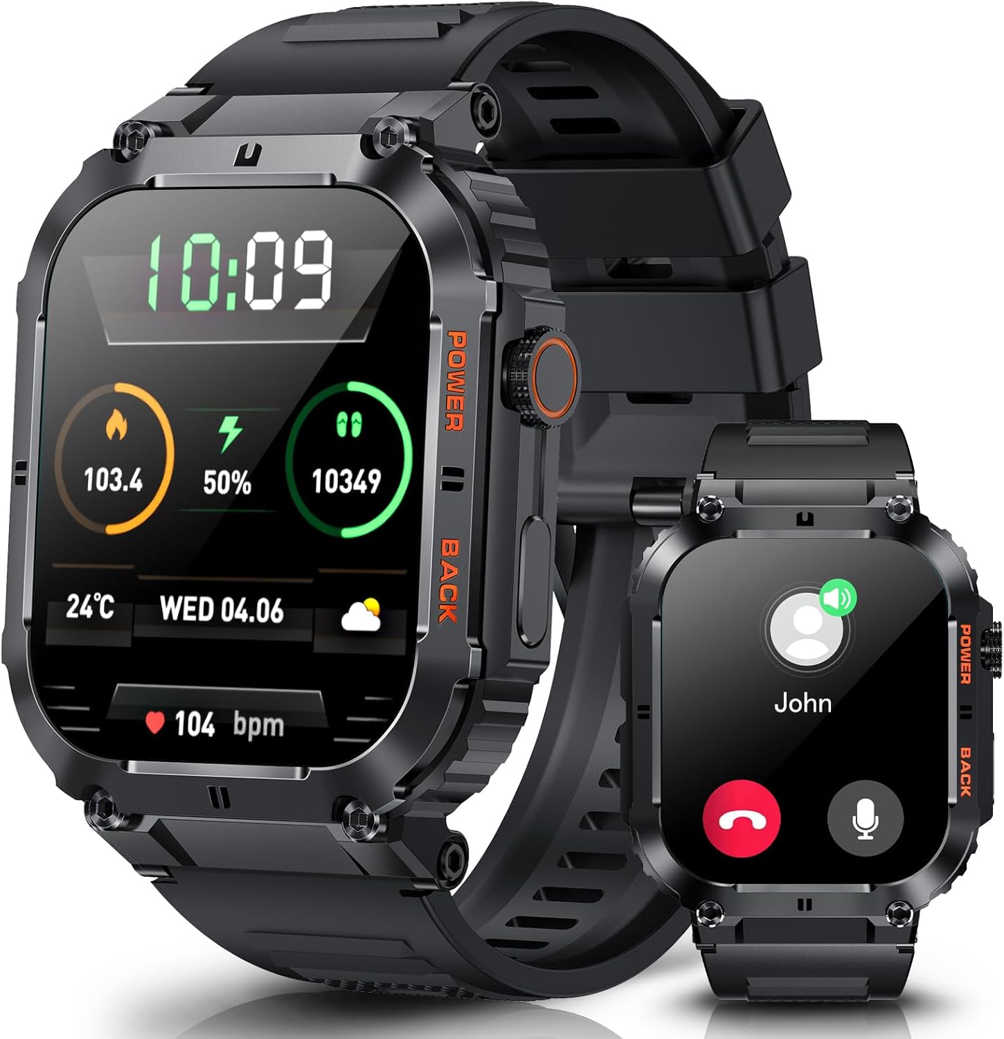 Amazon.com: JUGEVI Smart Watch for Men Women Bluetooth Call, IP69K ...