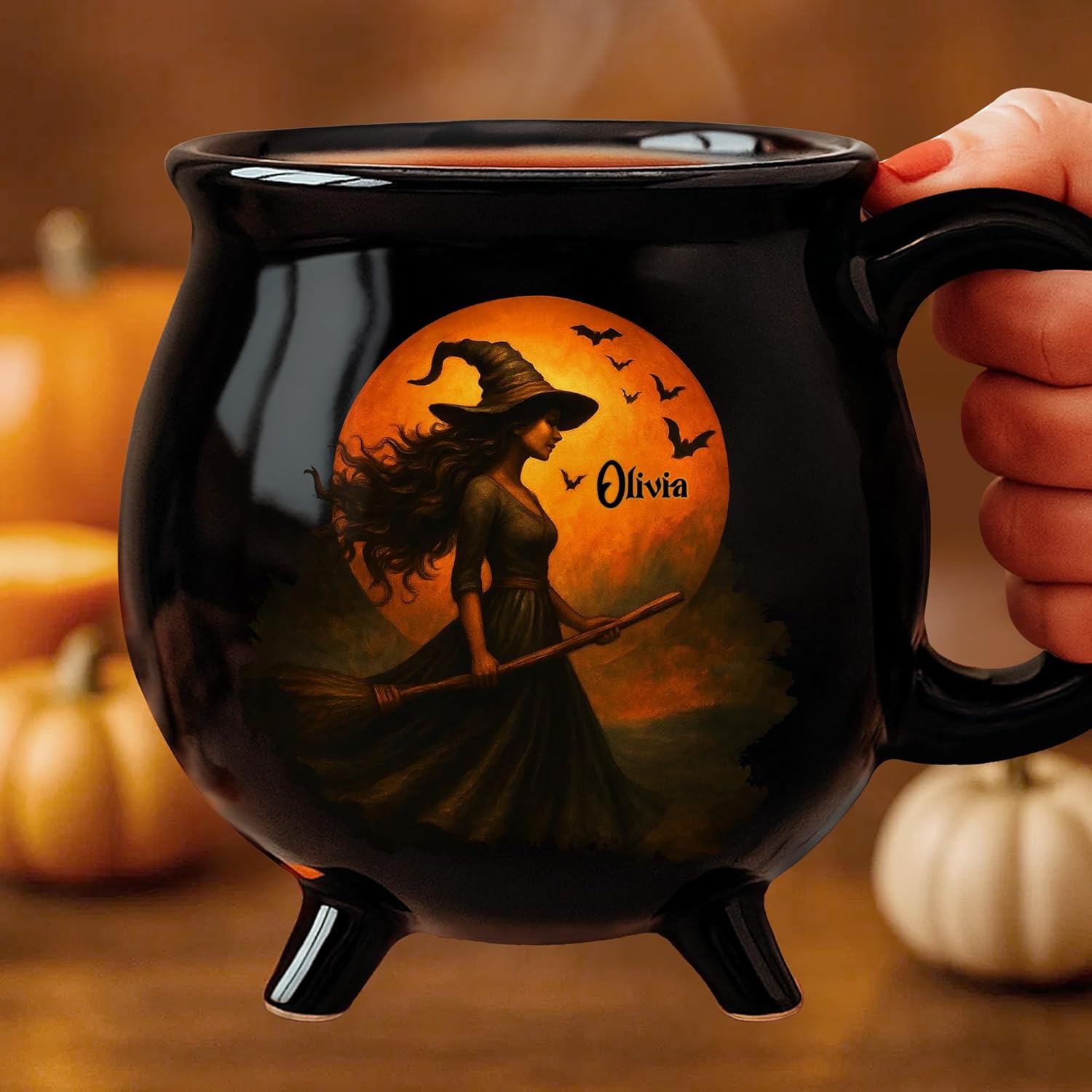 Amazon.com: DOPTIKA Custom Witch Cauldron Mug, Halloween Witches ...