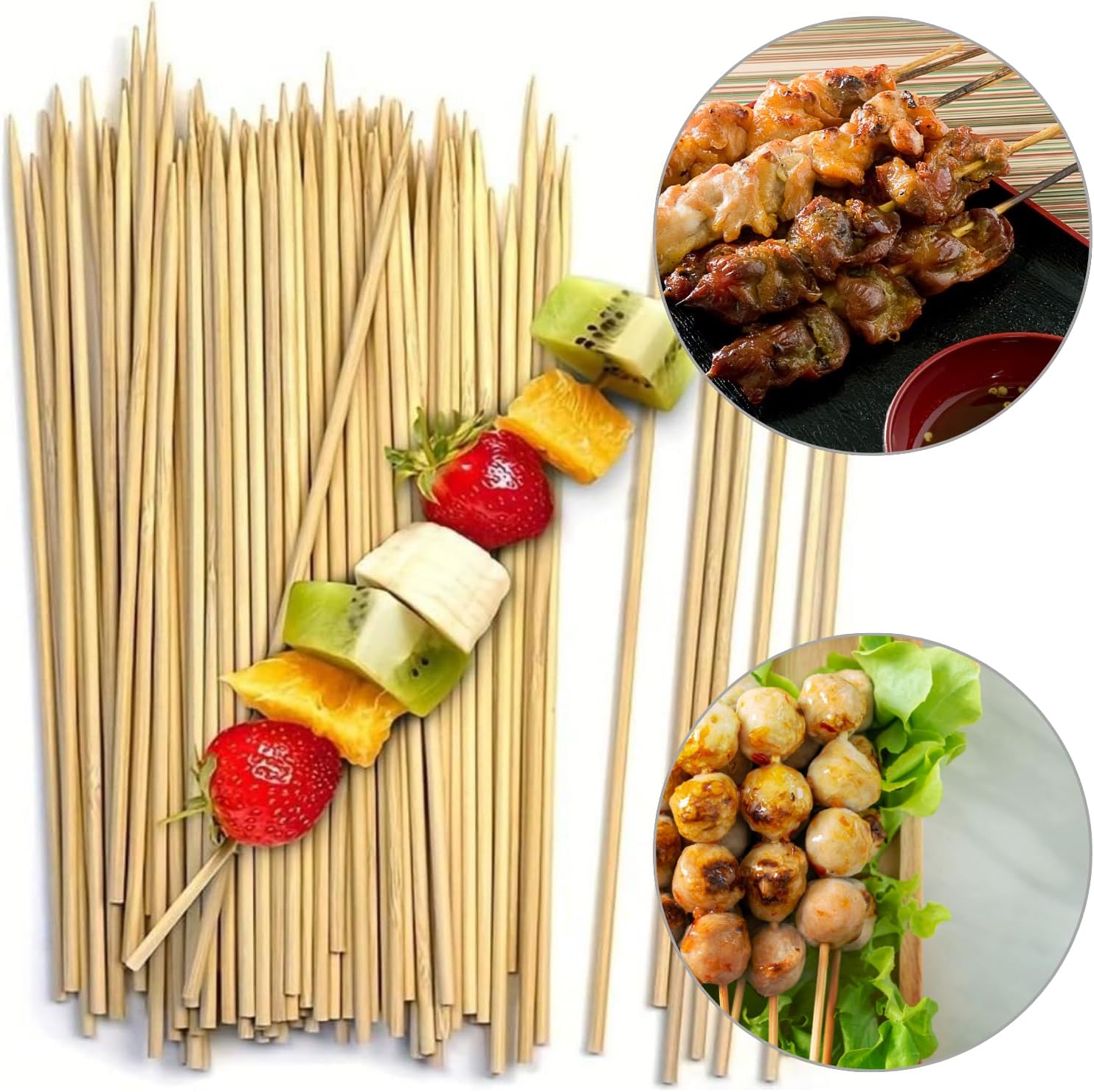 MATANA 500 Skewers, Bamboo Sticks, Wooden Skewers (15cm / 6 Inch ...