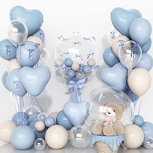 Amazon.com: Baby Light Blue Cream Balloons Party Decorations, 20 Inch ...