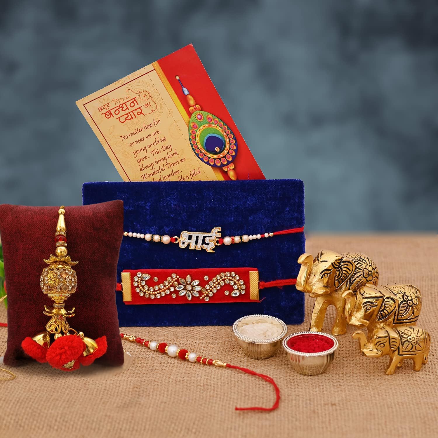 Buy Good Luck 4 Rakhi Set With Gift for Brother Bhai Bhabhi - 4 Rakhi ...