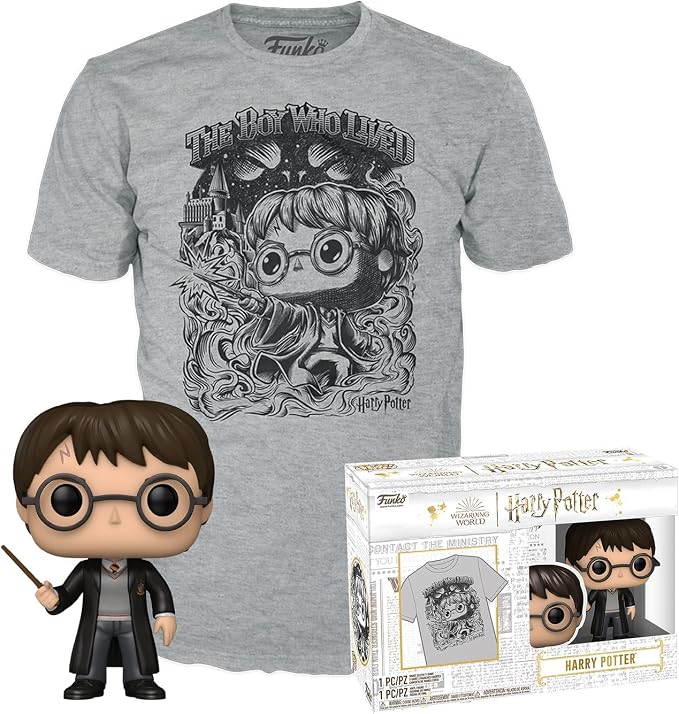 Amazon.com: Funko POP! & Tee: Harry Potter - Flocked - Medium - T-Shirt ...