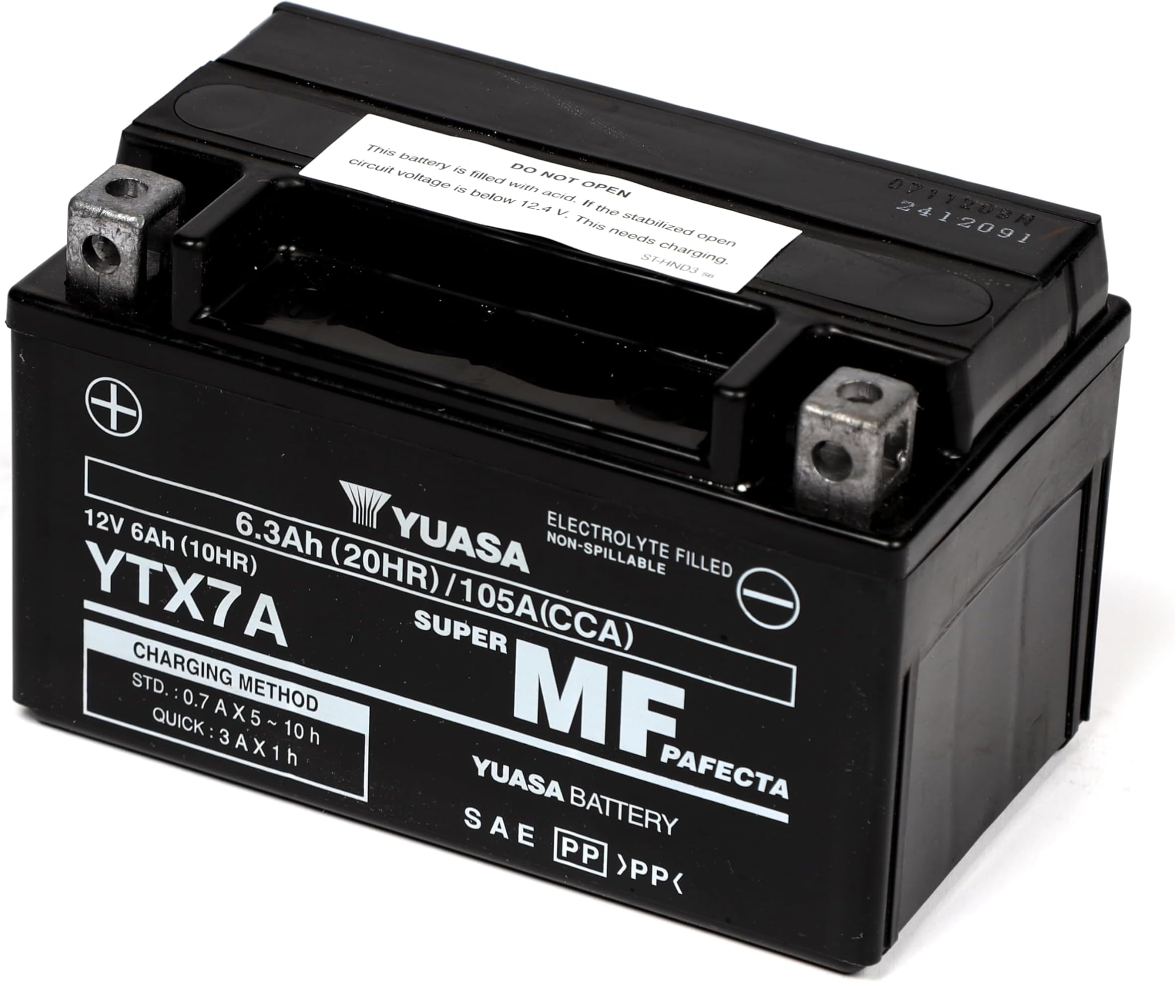 Yuasa YTX7A 12V 105 CCA Maintenance Free AGM VRLA Motorbike Battery ...