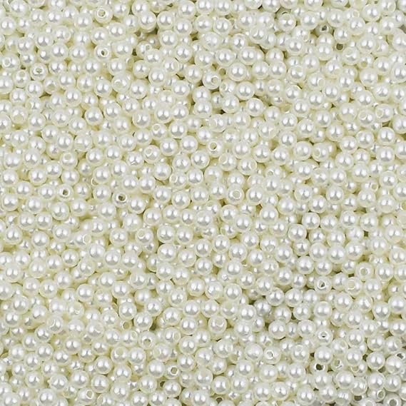 Amazon.com: 2000 Pieces Ivory Pearl Beads for Jewelry Making 4mm ...
