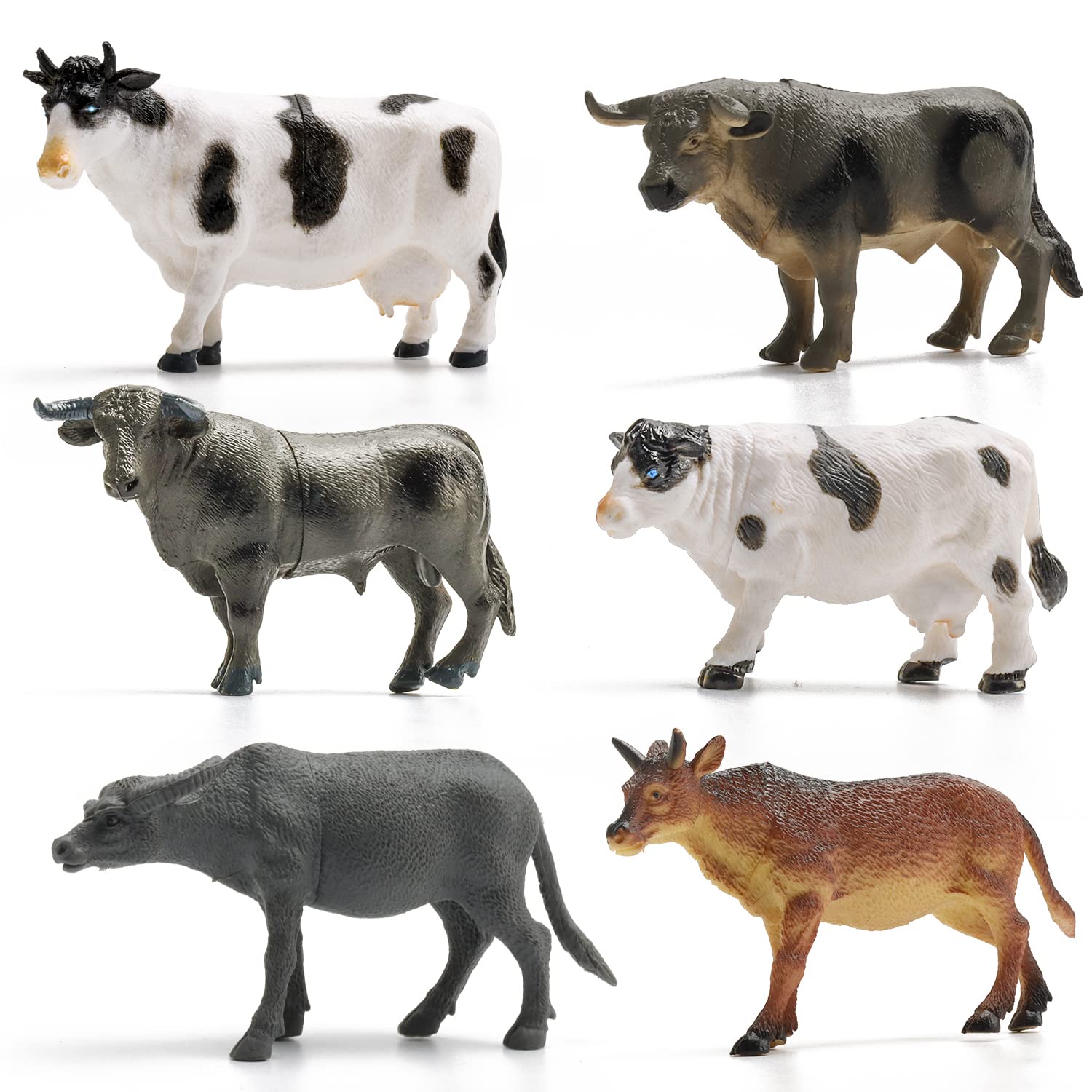 6 Pcs Mini Farm Cow Figurine Realistic Cattle Model Figures Pasture ...