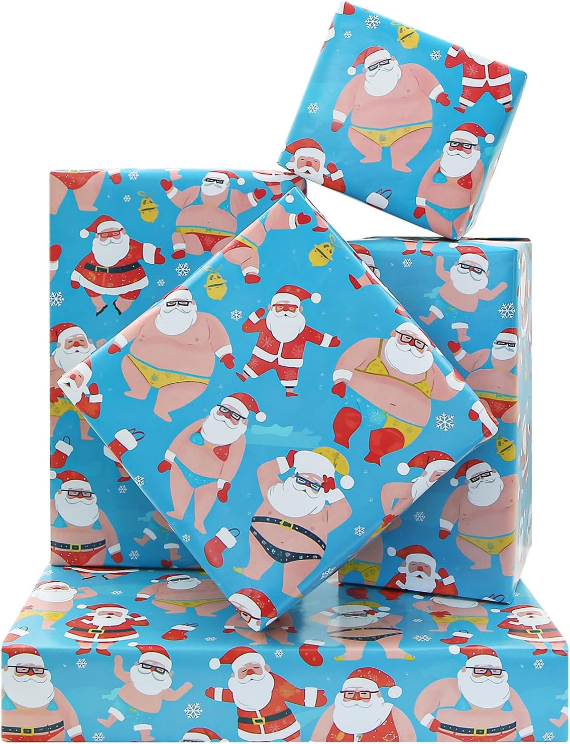 Amazon.com: Christmas Wrapping Paper Sheets + Gift Tags (Pack 2) Funny ...