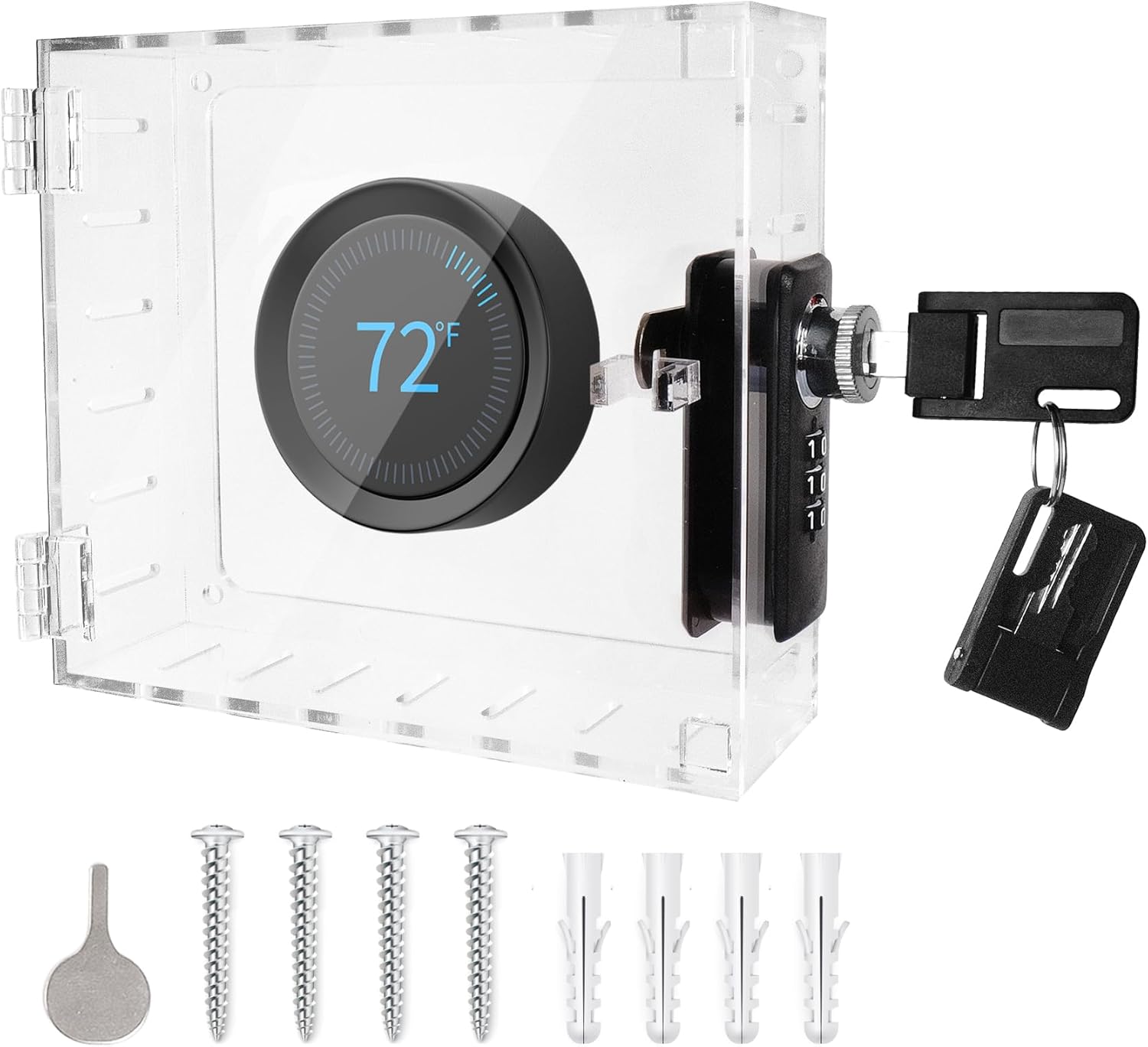 Universal Thermostat Lock Box with Combination and Key Lock, Clear ...