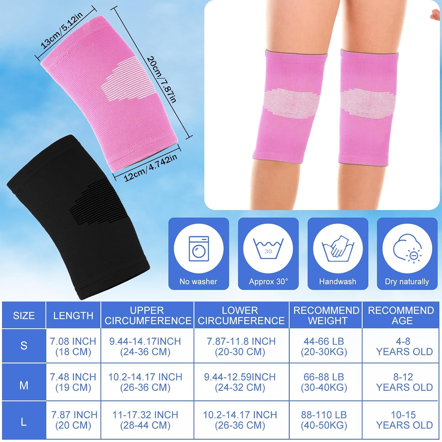2 pares de rodilleras para niños, rodilleras de compresión para niños ...
