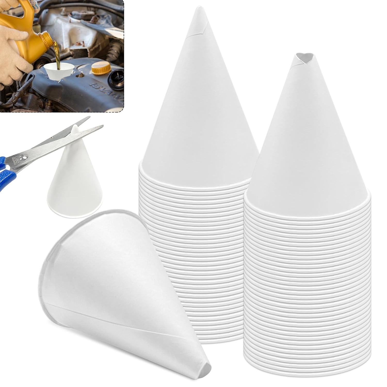Amazon.com: KKONHII Disposable Engine Oil Funnels, 100 Pcs Paper ...