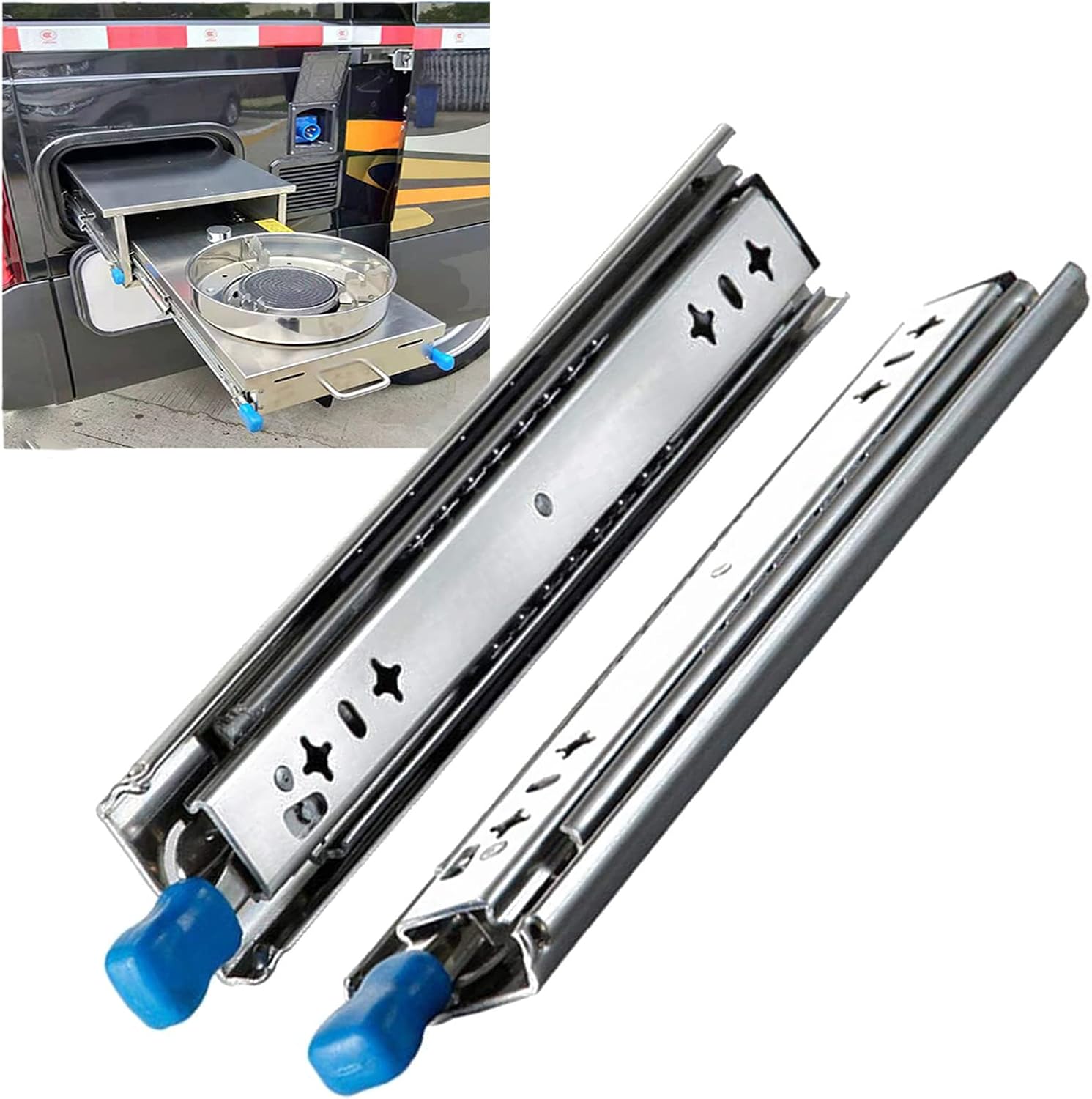 ACTO Heavy Duty Drawer Slide 20 inch with Lock Load 260 Lbs 3 Sections ...