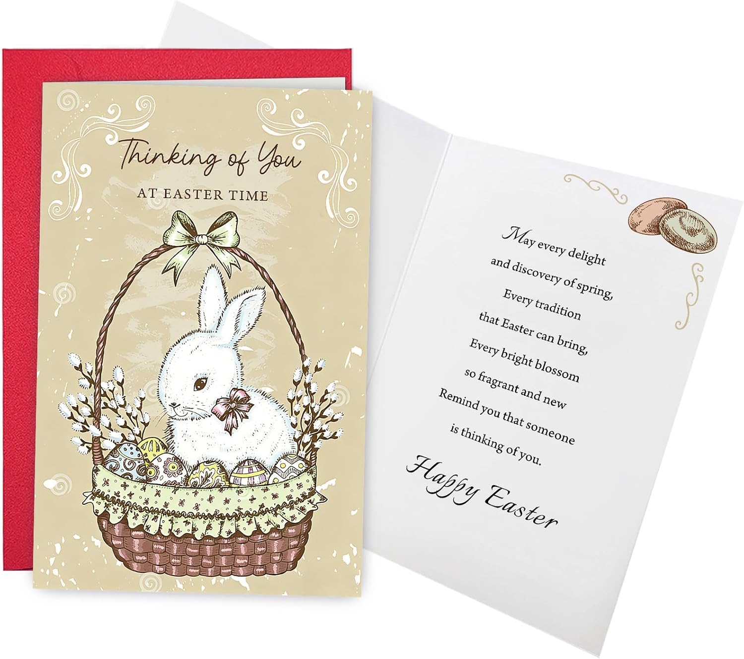 Amazon.com: Ogeby Vintage Easter Card for Men Women, Cute Bunny and Egg ...
