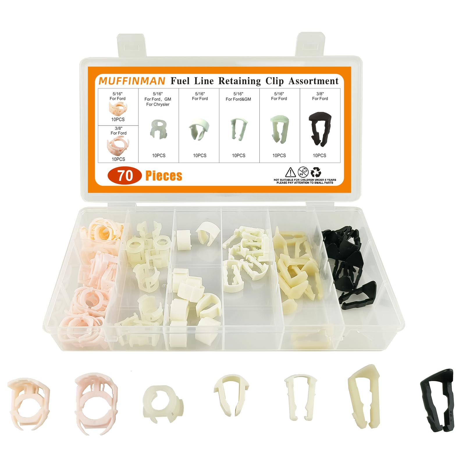 Amazon.com: 70 Pieces Fuel Line Retaining Clip Assortment Kit Fuel Line ...