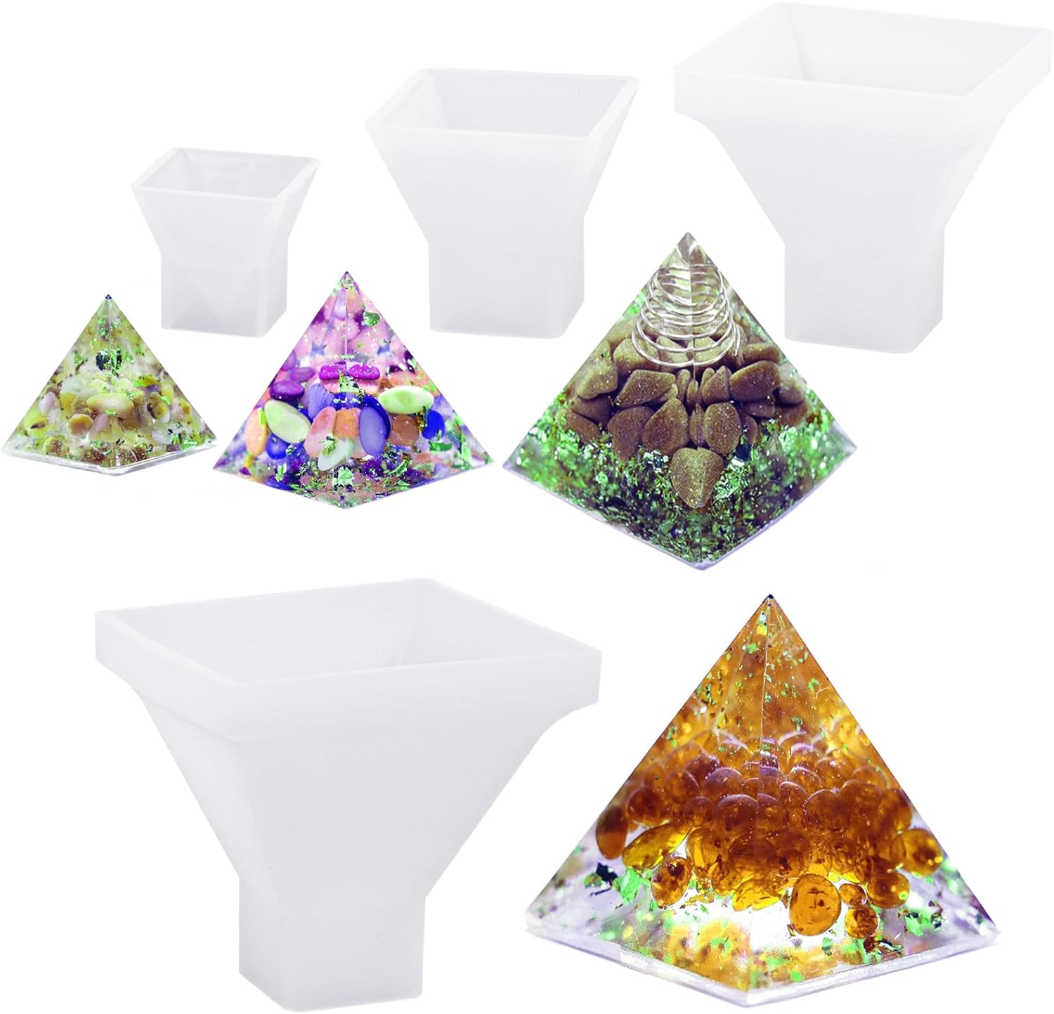 JLNGTHONG 4 Size DIY Ornament Decoration Mould, Pyramid Silicone Mold ...