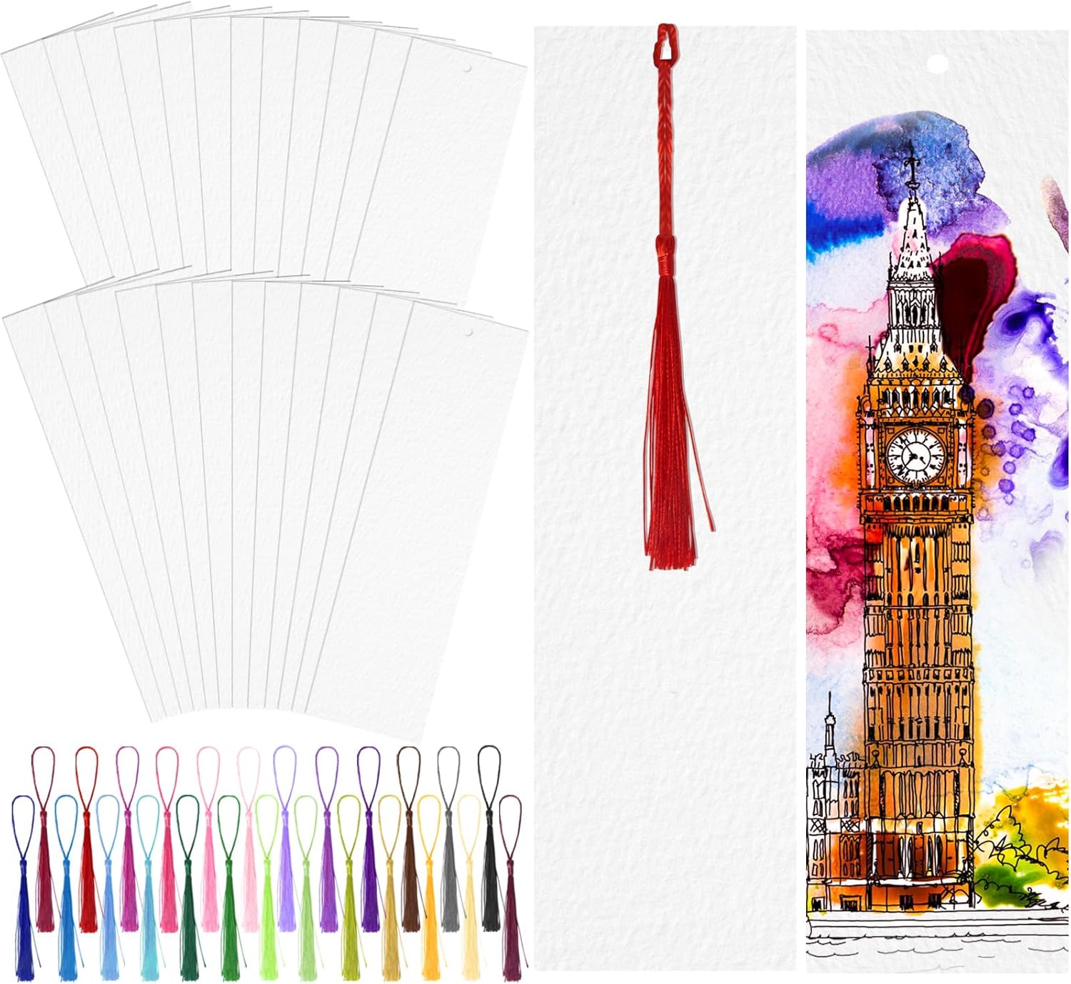 Amazon.com: LOTMER 100 Pcs Watercolor Paper Blank Bookmarks with ...