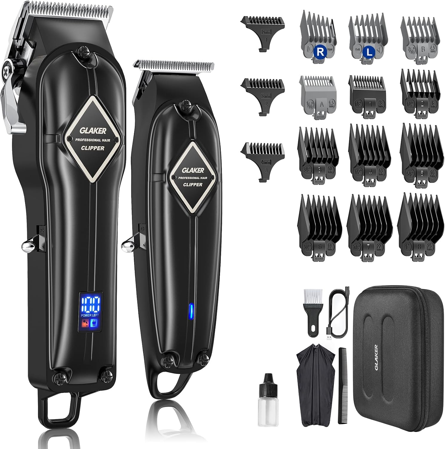 GLAKER Professional Hair Clippers and T-Blade Trimmer, Cordless Mens ...